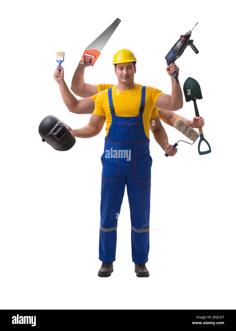 Jack of all trades concept with worker Stock Photo - Alamy