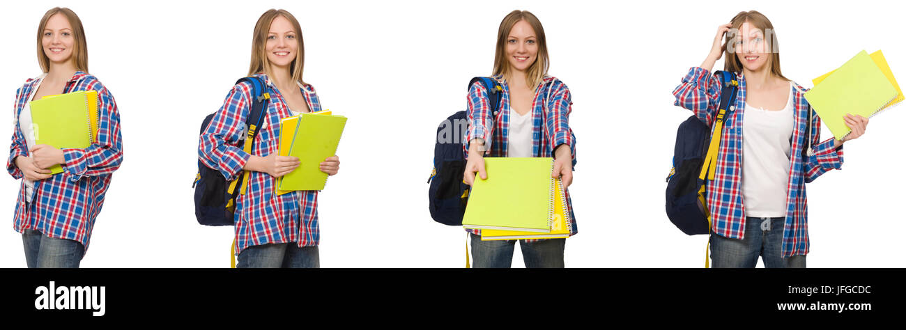 Collage of young female student on white Stock Photo - Alamy