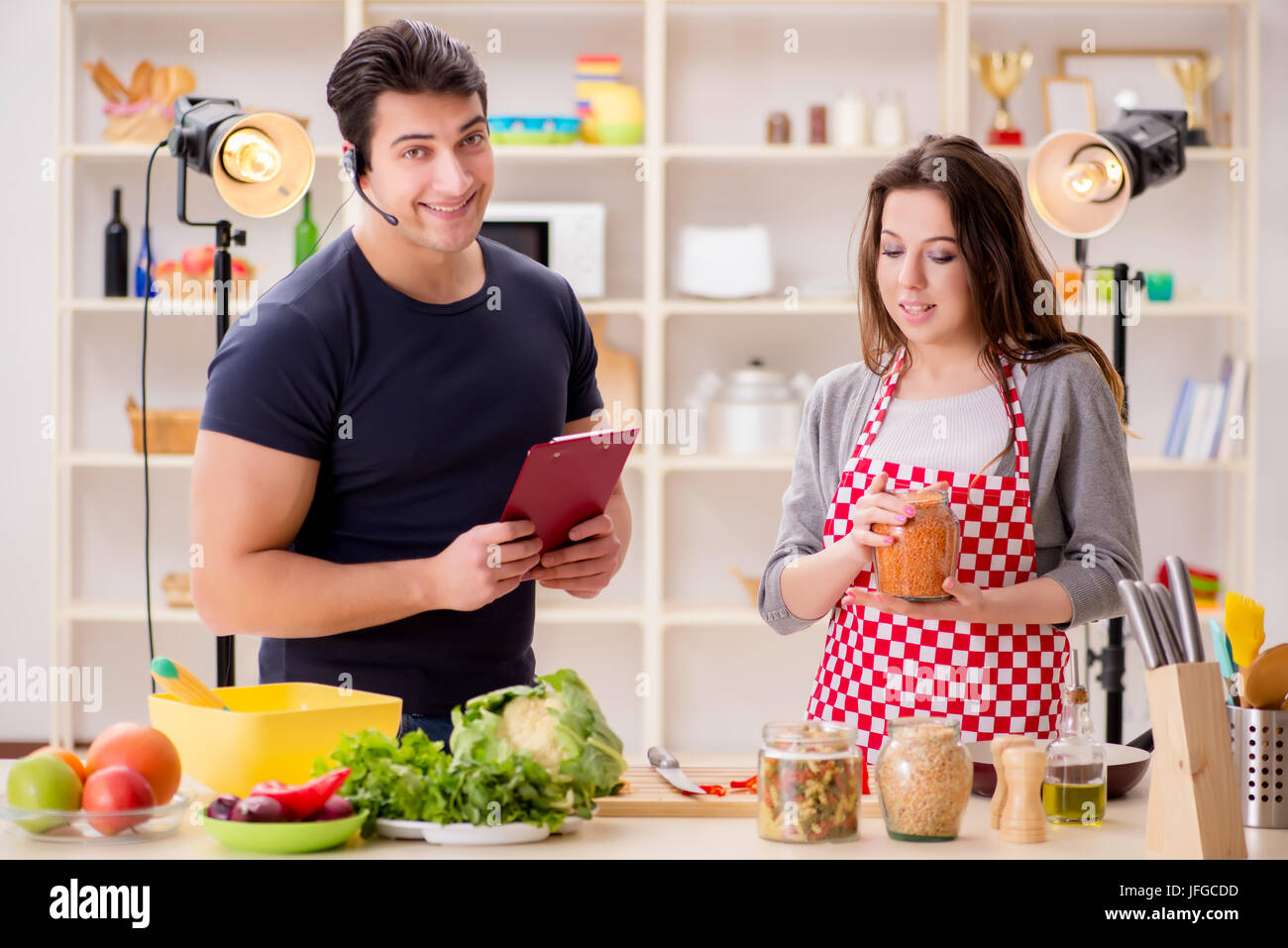 Food cooking tv show in the studio Stock Photo - Alamy