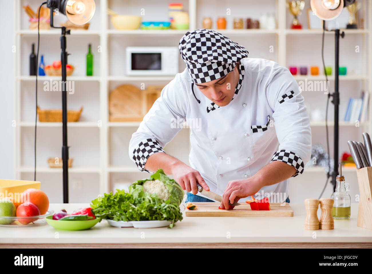 Food cooking tv show in the studio Stock Photo - Alamy