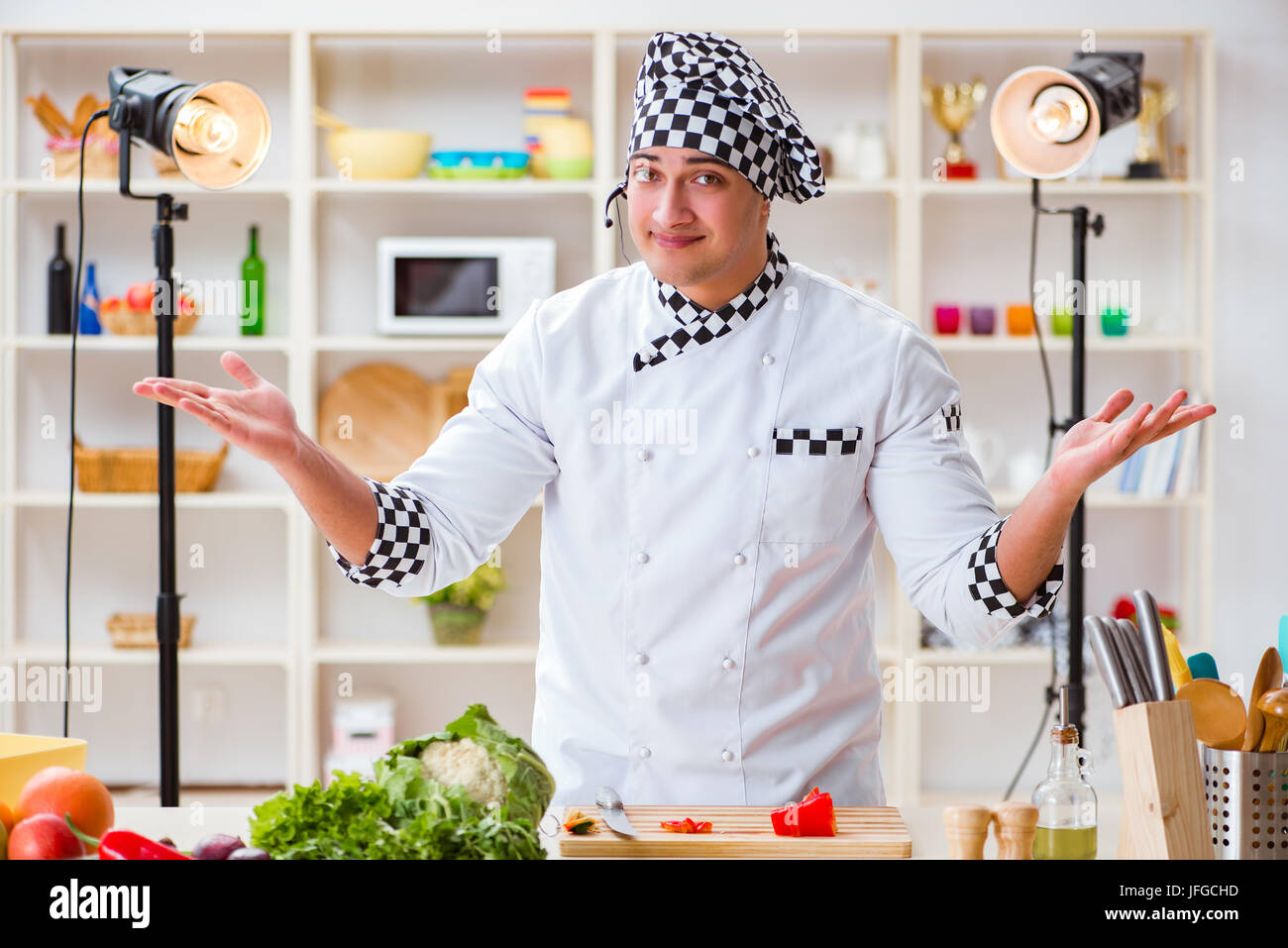 Food cooking tv show in the studio Stock Photo - Alamy