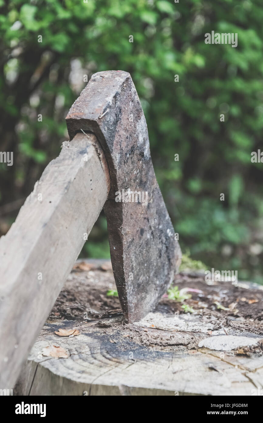 Axe on block hi-res stock photography and images - Alamy