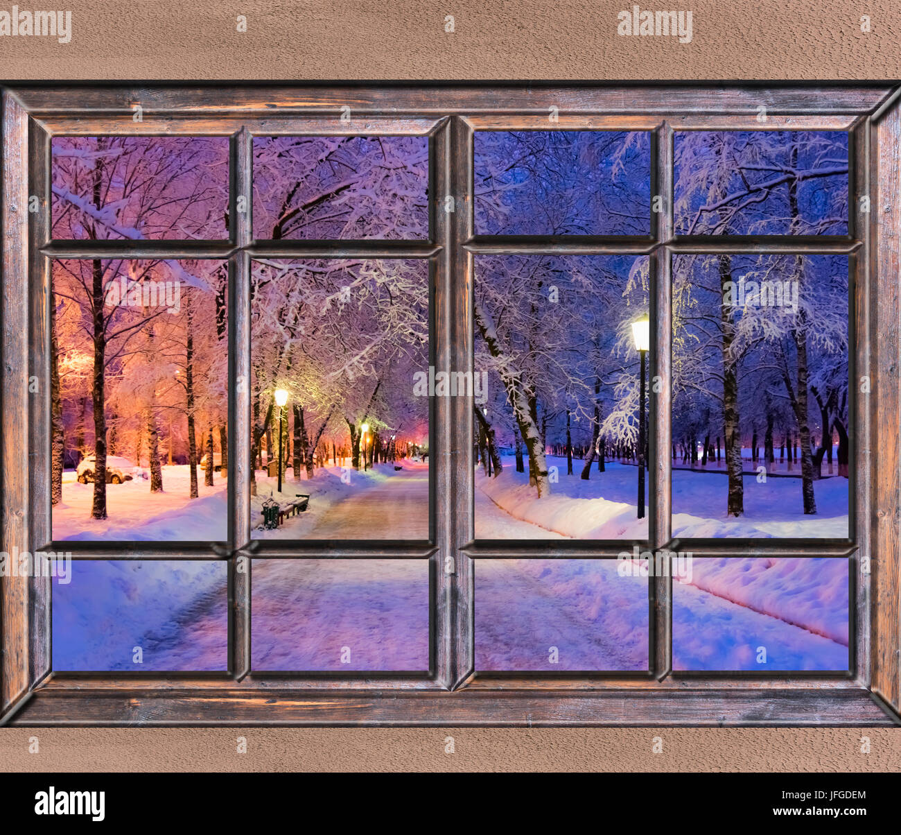 Old wooden window view Stock Photo - Alamy