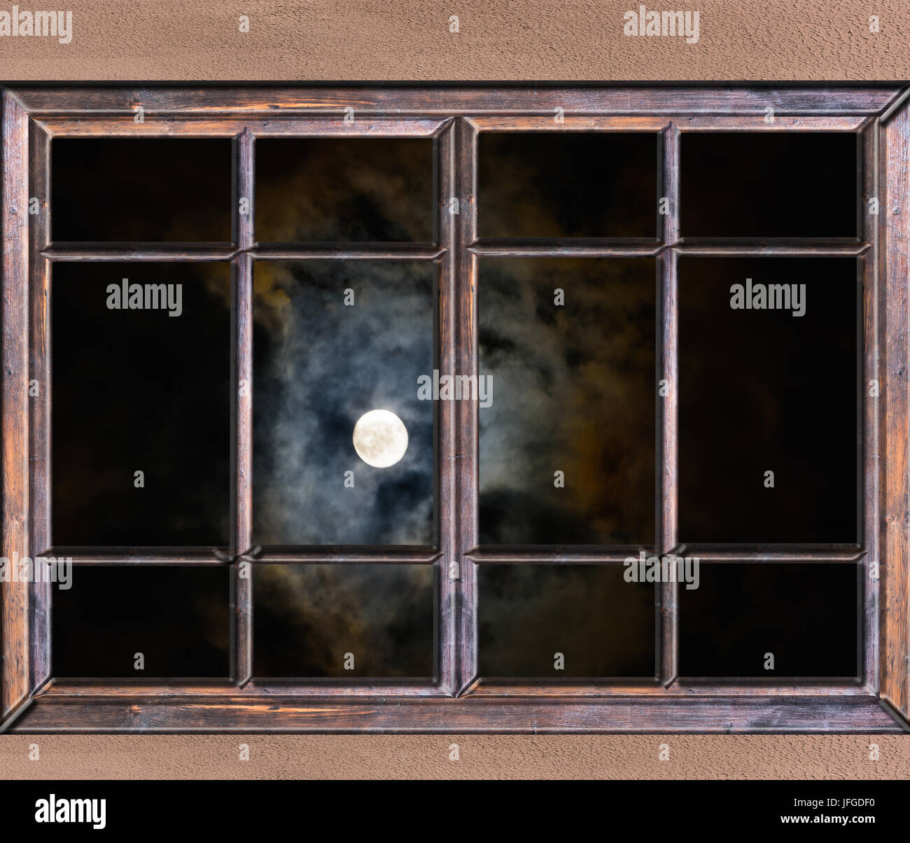 window view of the full moon Stock Photo - Alamy