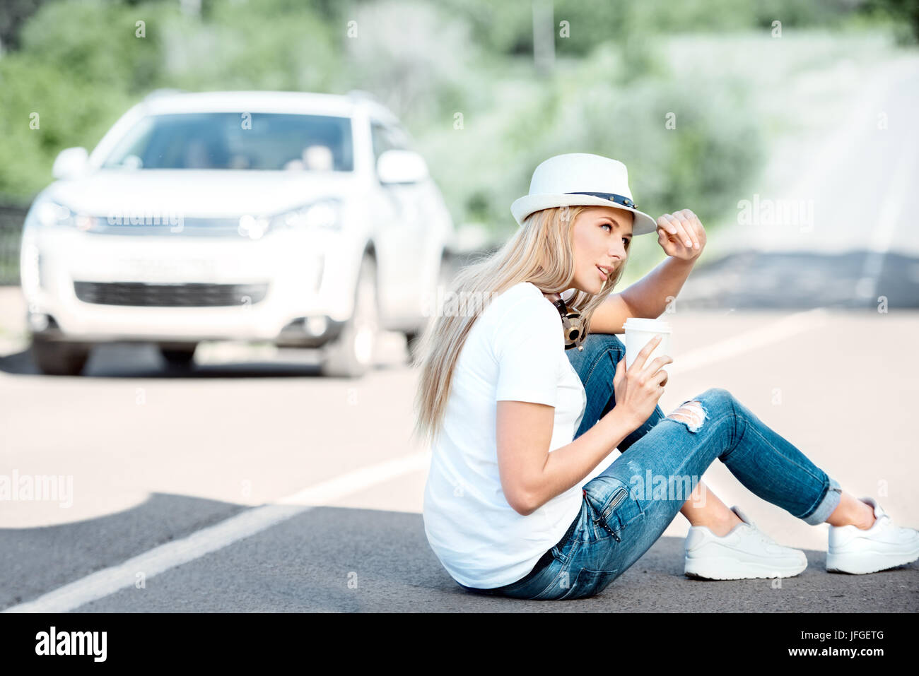 Beautiful female rest on city hi-res stock photography and images - Alamy