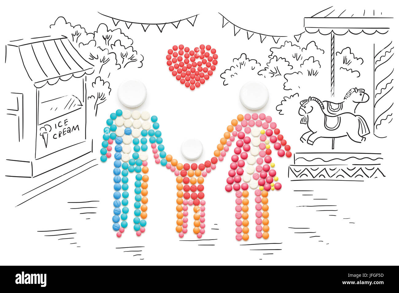 Child drawing family Cut Out Stock Images & Pictures - Alamy