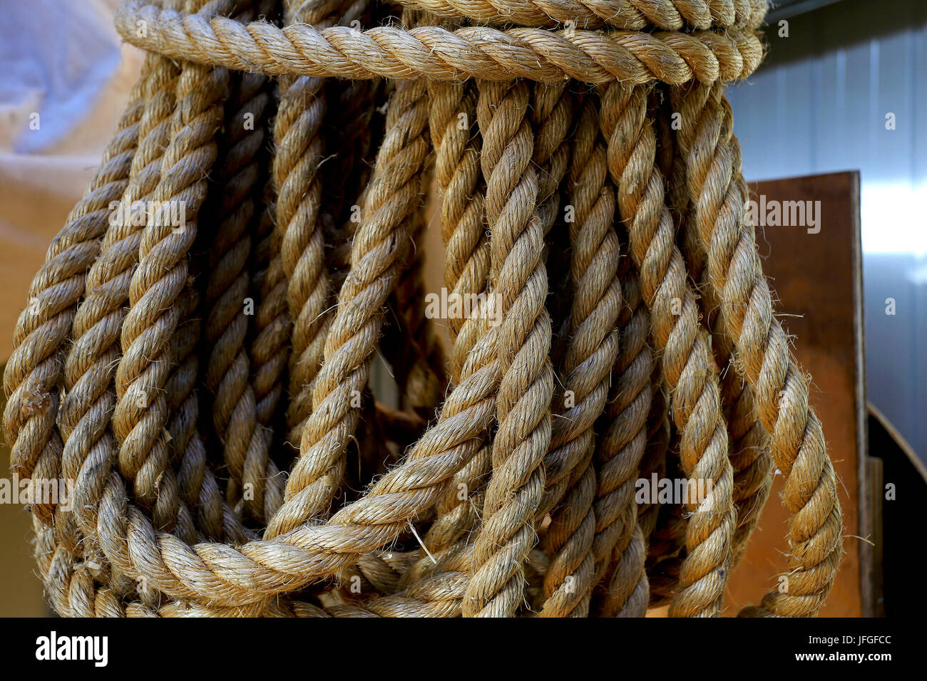 Hemp rope coiled hi-res stock photography and images - Alamy