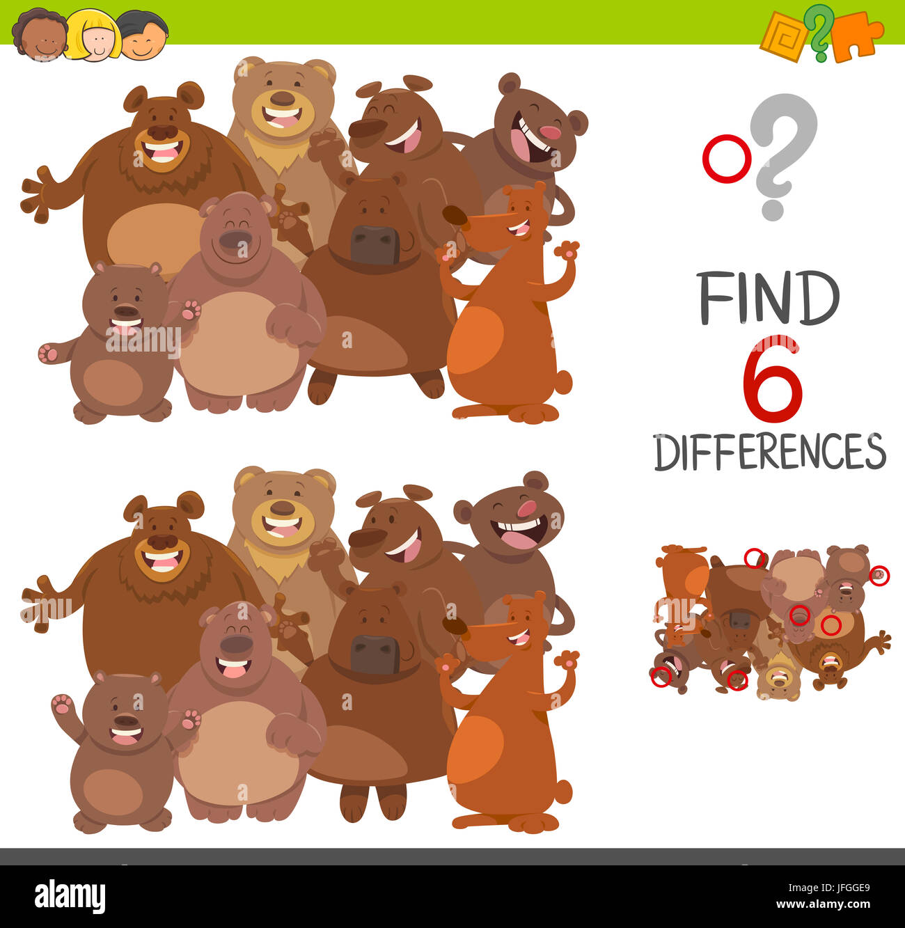 spot differences game with bears Stock Photo - Alamy