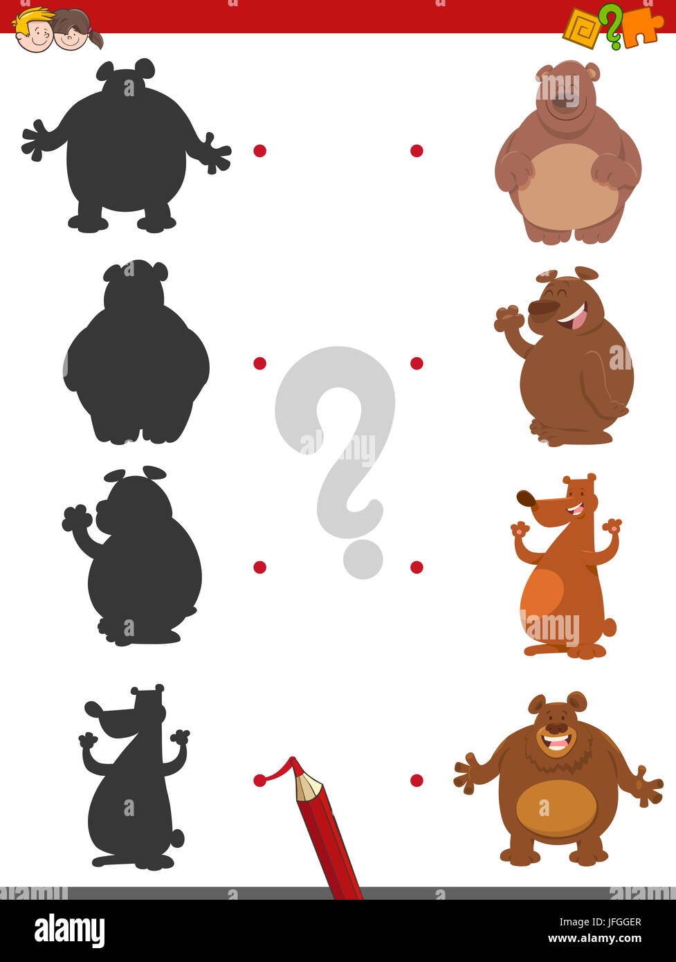 match shadows activity with bears Stock Photo - Alamy