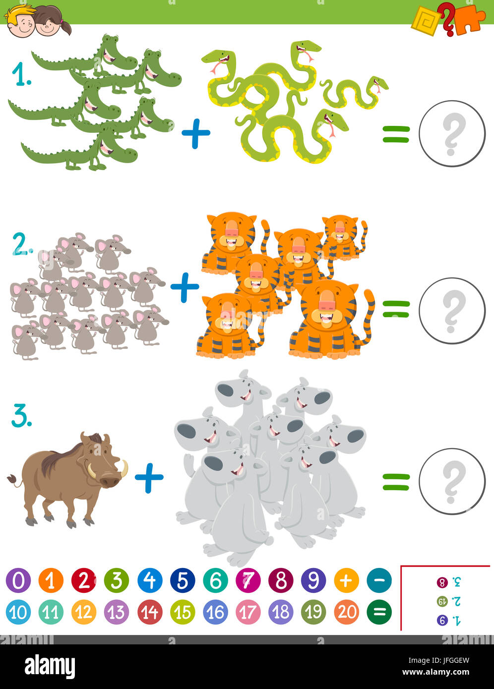 addition game with animals Stock Photo - Alamy