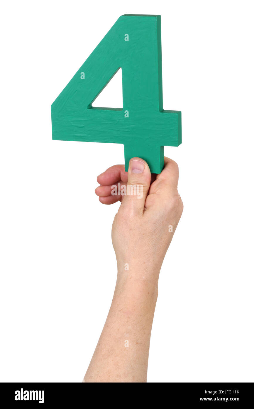Hand halten Zahl 4 Stock Photo - Alamy