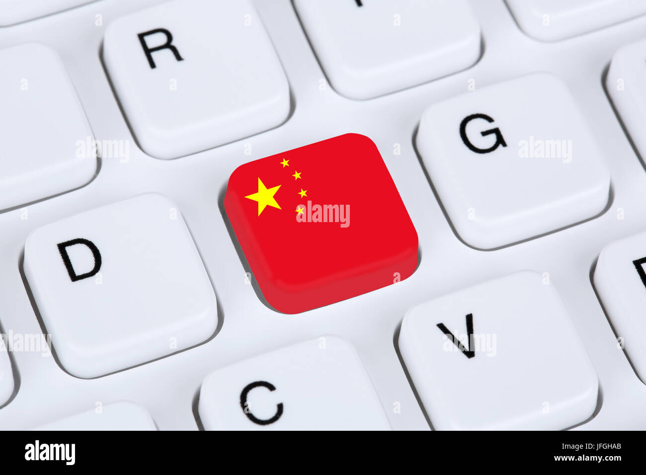 Flagge oder Fahne von China auf Internet Computer Tastatur Stock Photo ...
