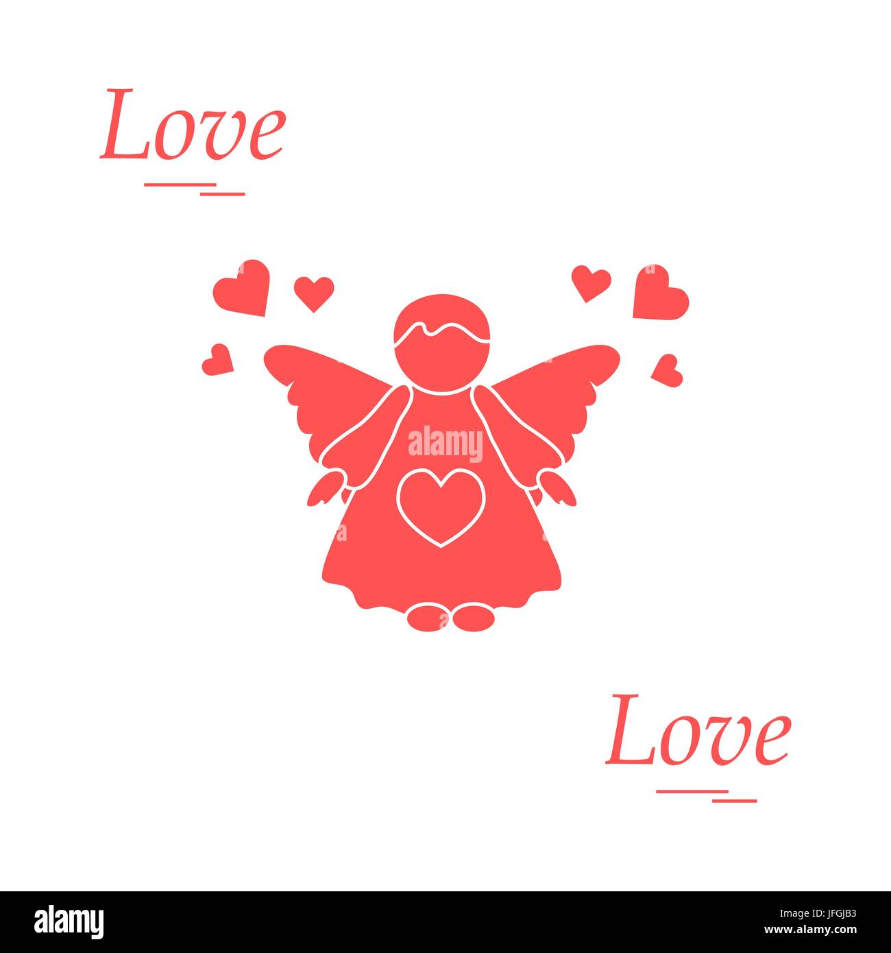Cute vector illustration: angel and hearts. Love symbol. Design for ...