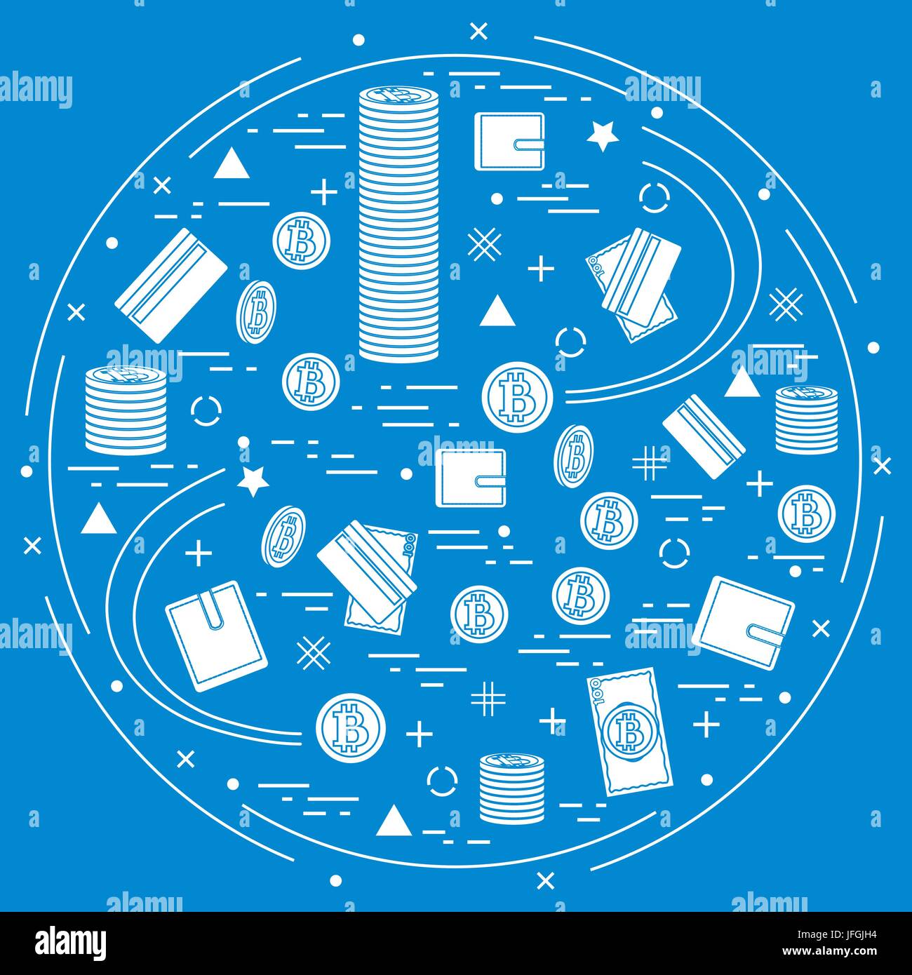 Vector illustration of different money, investment and financial icons ...