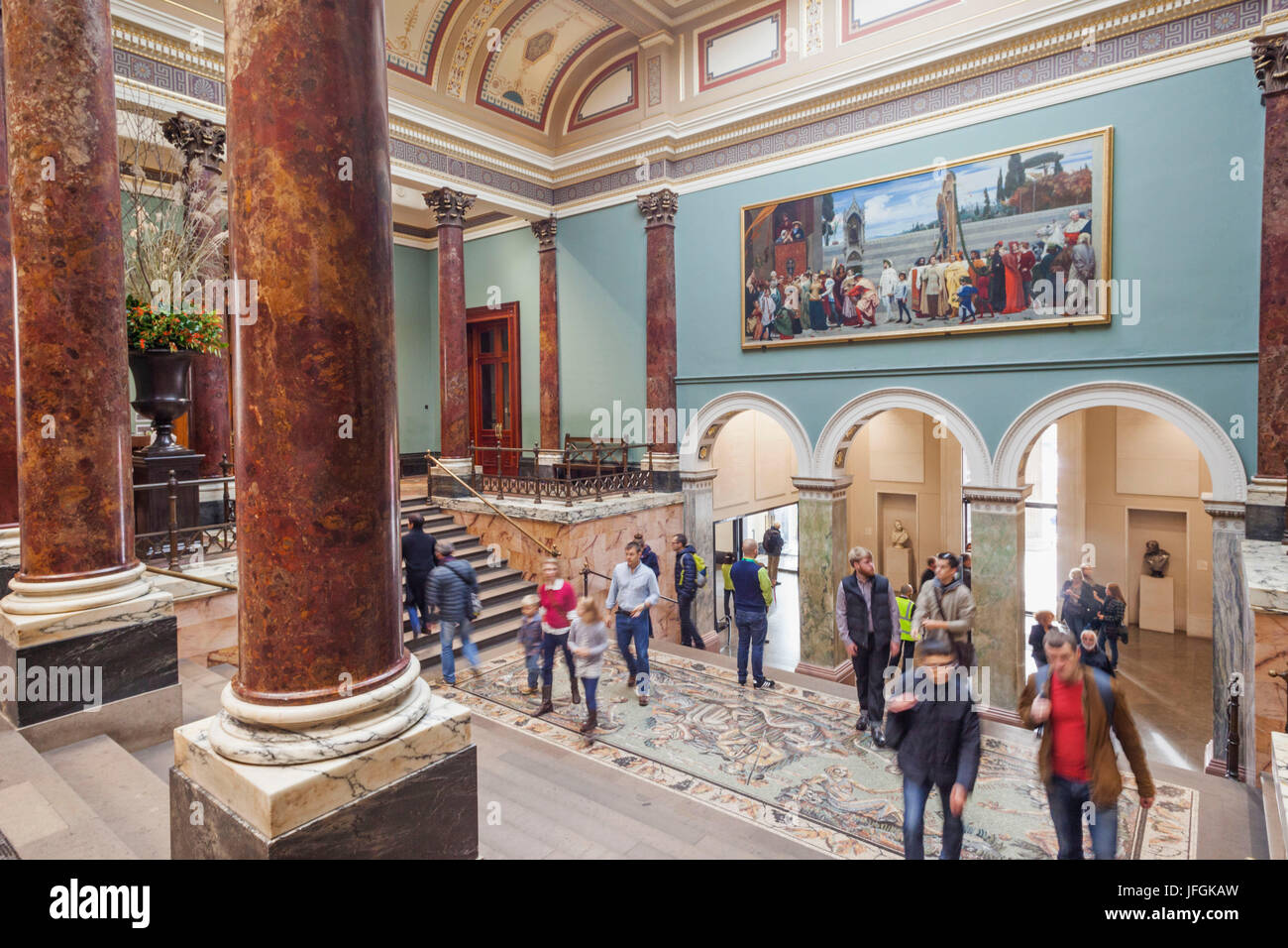 England, London, Trafalgar Square, The National Gallery, The Portico ...