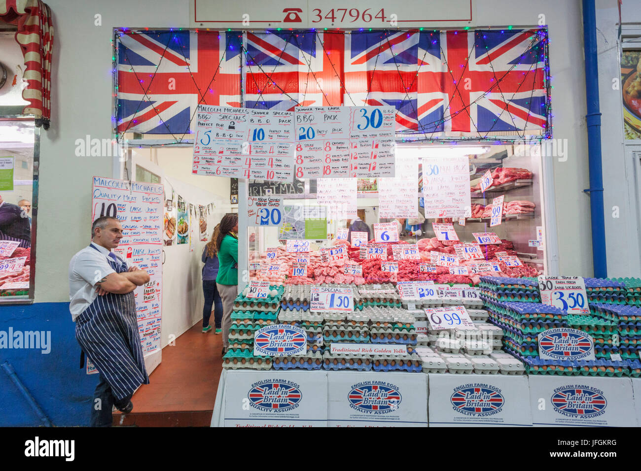 England, Yorkshire, Leeds, Leeds City Market aka Kirkgate Market ...
