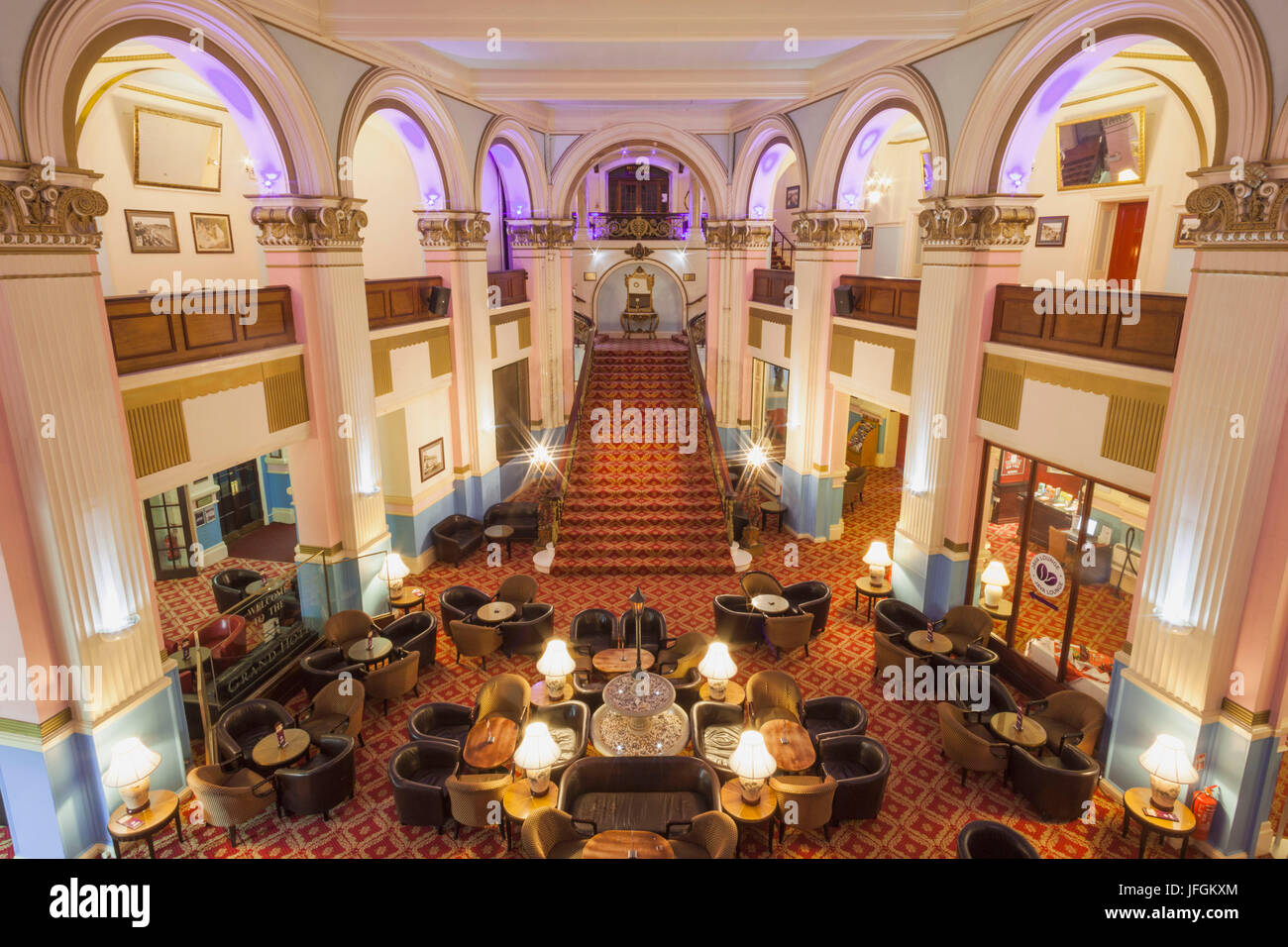England, Yorkshire, Scarborough, The Grand Hotel, Interior View and The ...