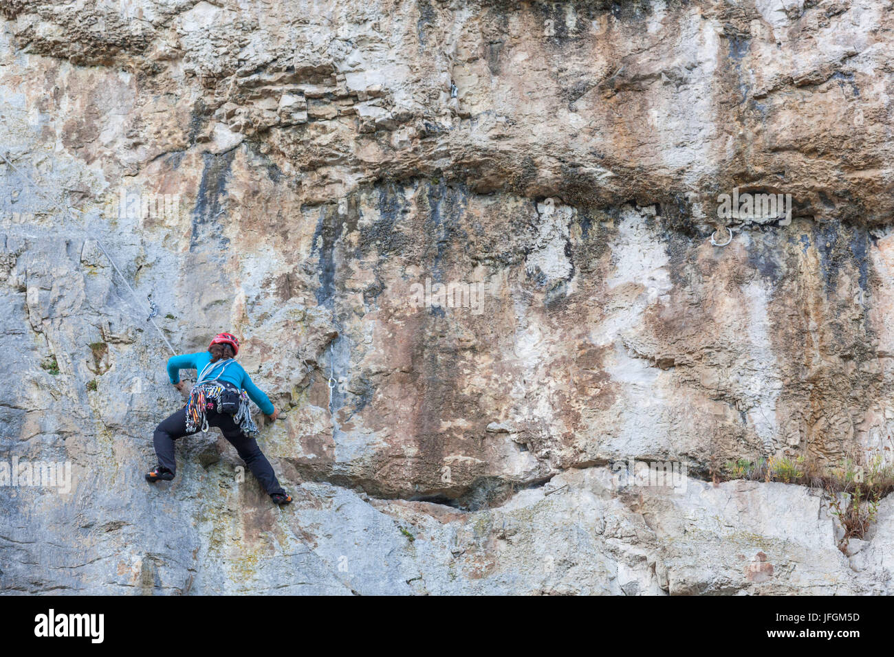 Wales, Llandudno, Great Orme, Female Rock Climber Stock Photo - Alamy