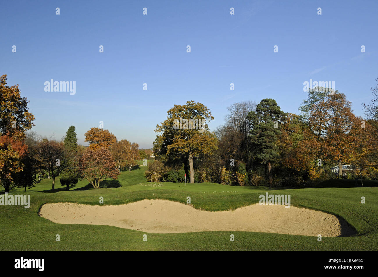 View over the fairway bunker to the 16th Green of Chislehurst Golf Club ...
