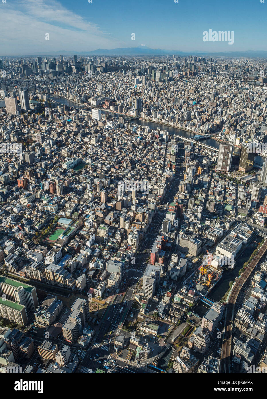 Japan, Kanto, Tokyo City, Tokyo Metropoli and mount Fuji Stock Photo ...