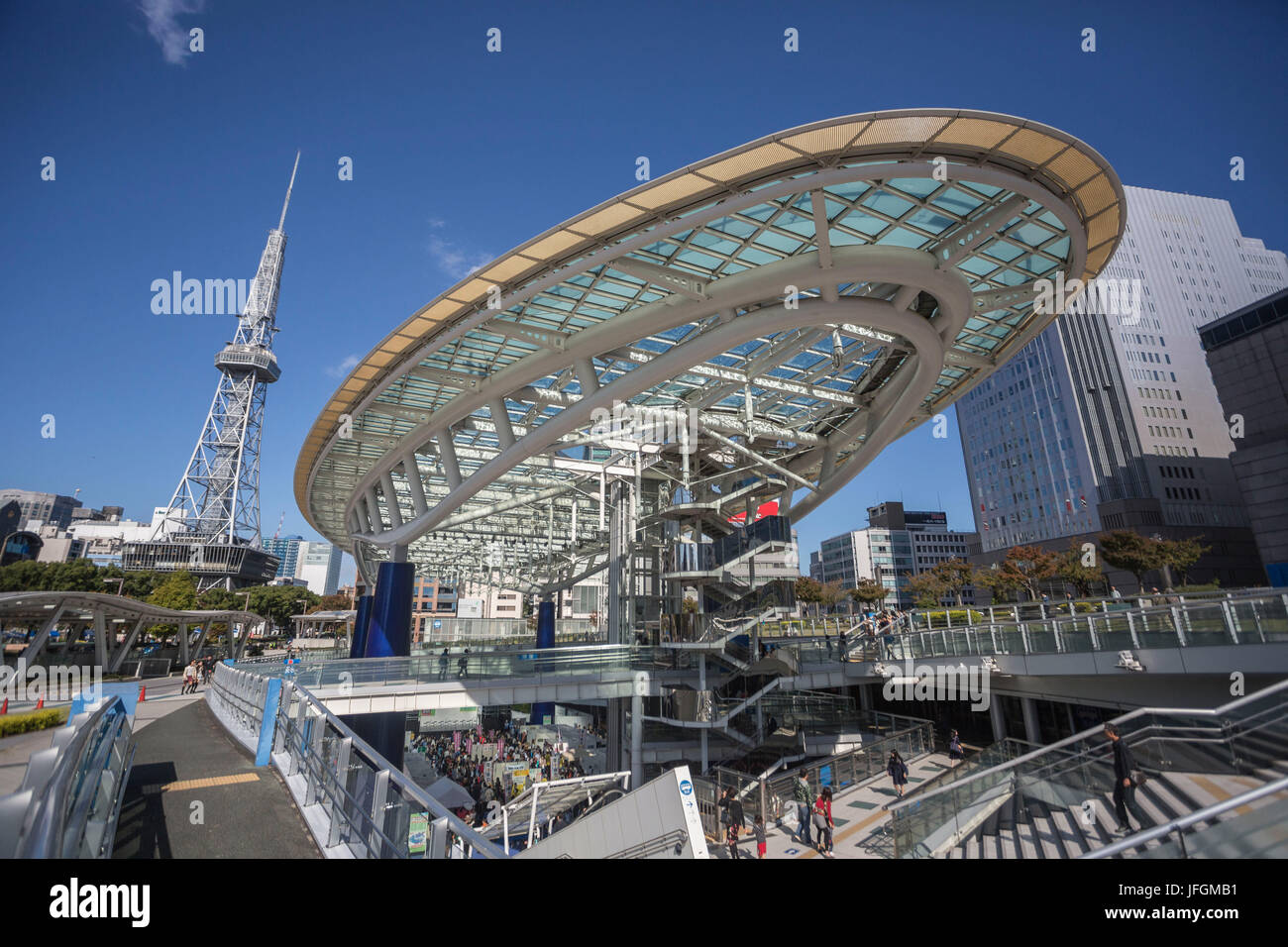 Japan, Nagoya City, Sakae District, Nagoya TV Tower and Oasis 21 Square ...