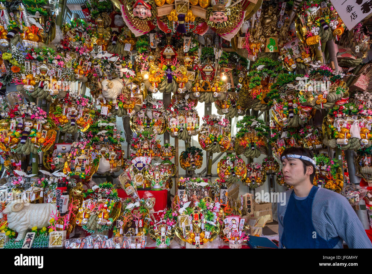 Japan, Tokyo City, Asakusa District, Tori no Ichi festival Stock Photo ...