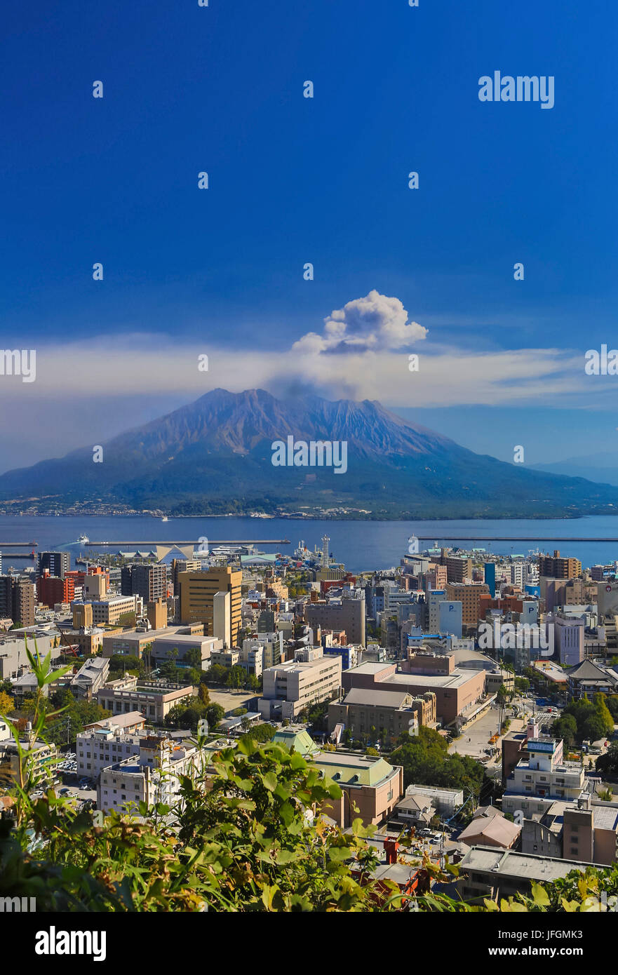 Japan, Kyushu Island, Kagoshima City, Sakurajima Volcano Stock Photo ...