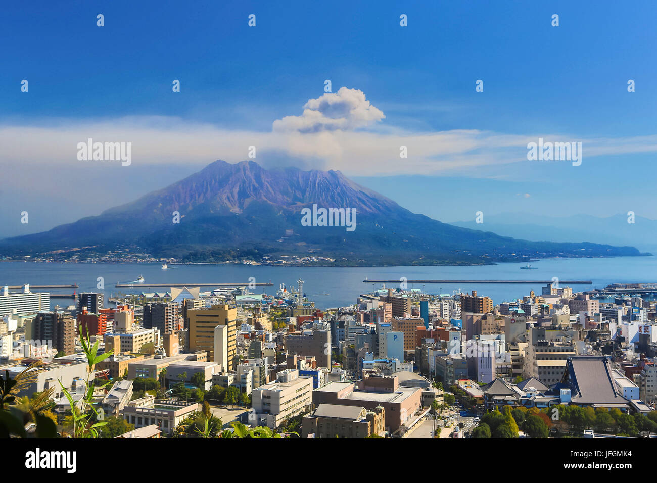 Japan, Kyushu Island, Kagoshima City, Sakurajima Volcano Stock Photo ...