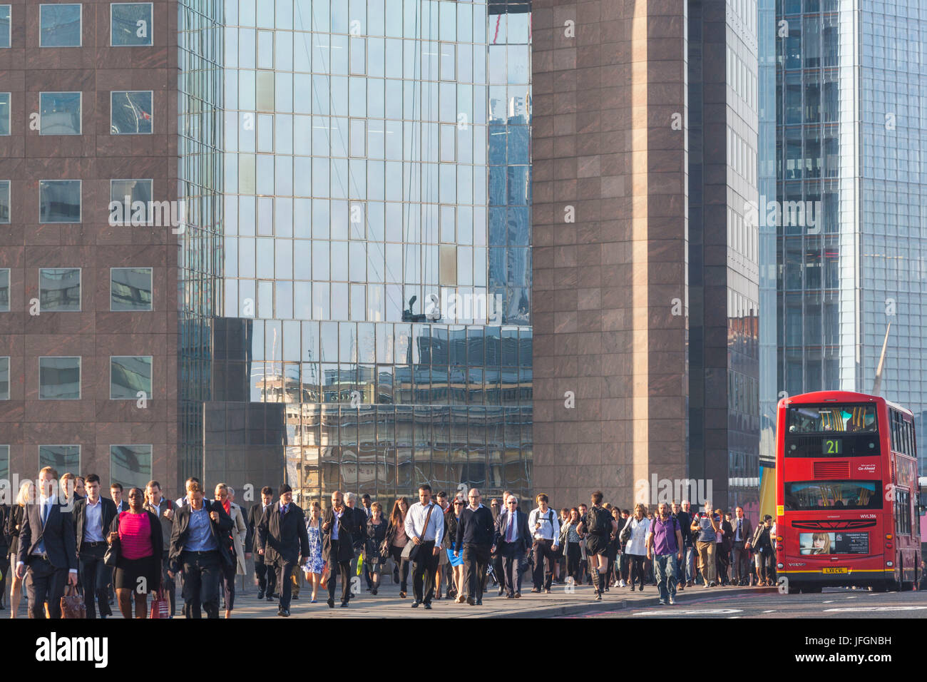 England, London, Commuters Crossing London Bridge Stock Photo - Alamy