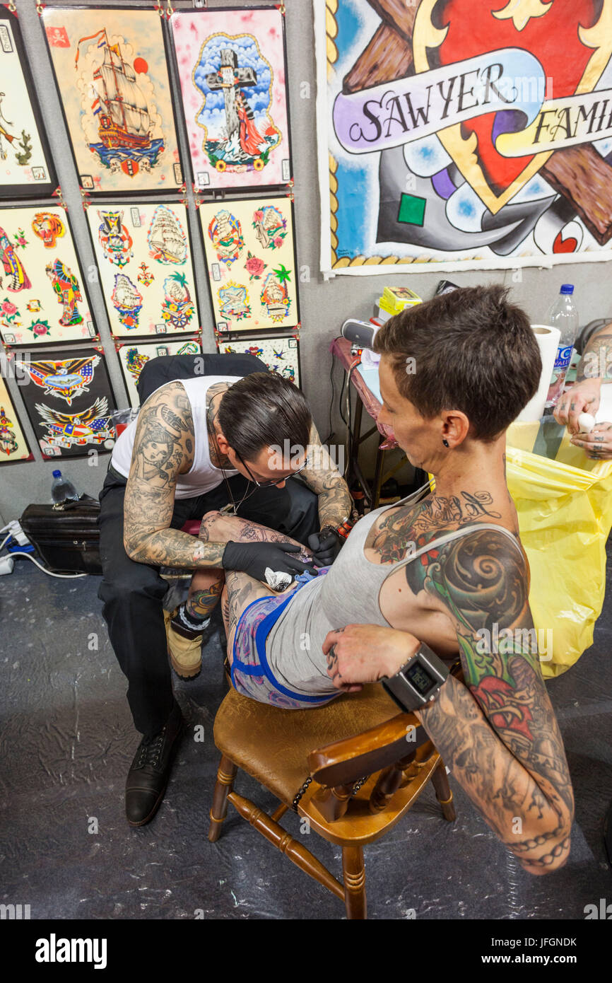 England, London, London Tattoo Convention, Tattooing Stock Photo - Alamy
