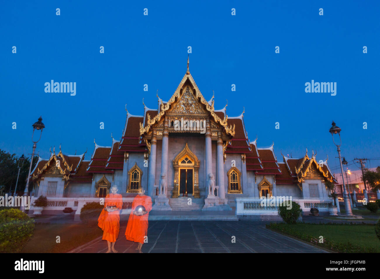 Thailand, Bangkok, Wat Benchamabophit aka The Marble Temple Stock Photo ...