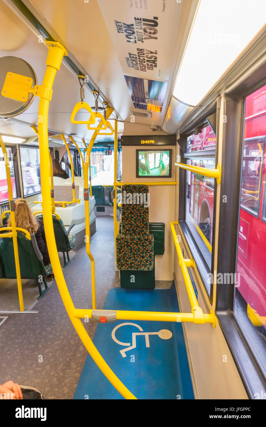 England, London, Disabled Access Area of Double Decker Bus Stock Photo ...