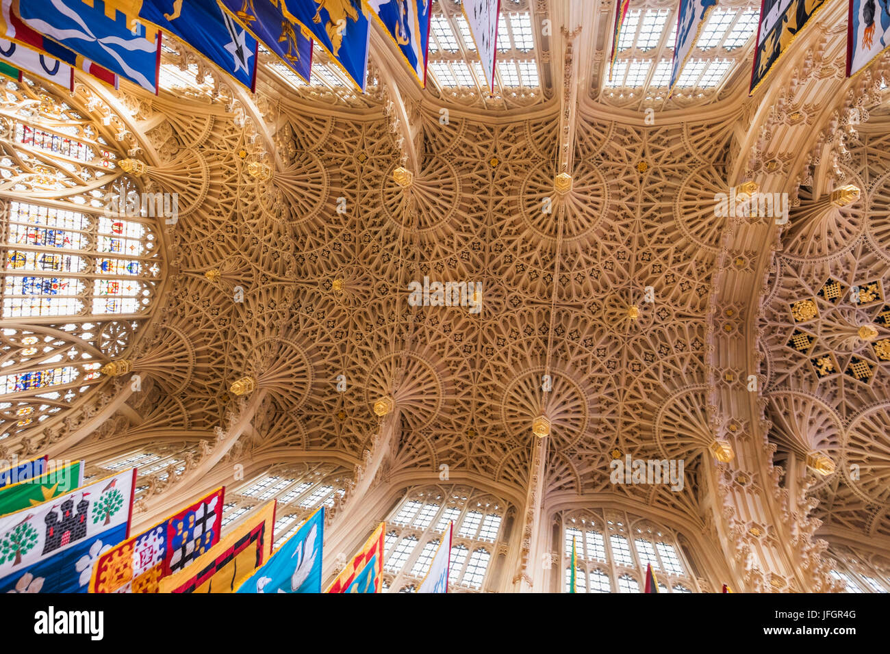 England, London, Westminster Abbey, Ceiling of Henry VII's Lady Chapel ...