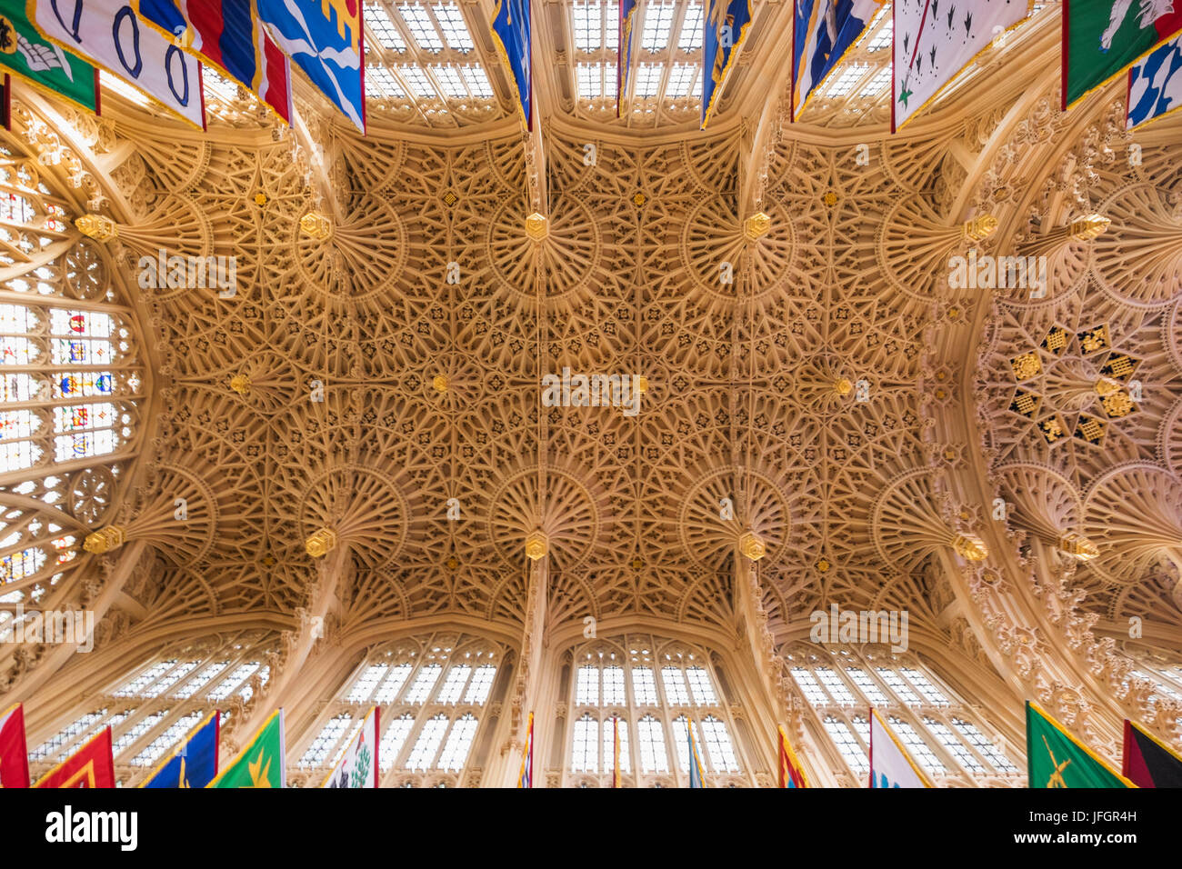 England, London, Westminster Abbey, Ceiling of Henry VII's Lady Chapel ...