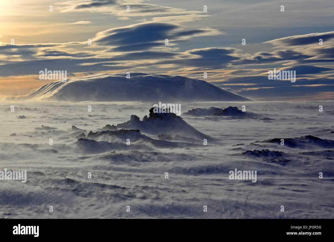 Iceland, Iceland, north-east, region of Myvatn, winter tower, weather ...