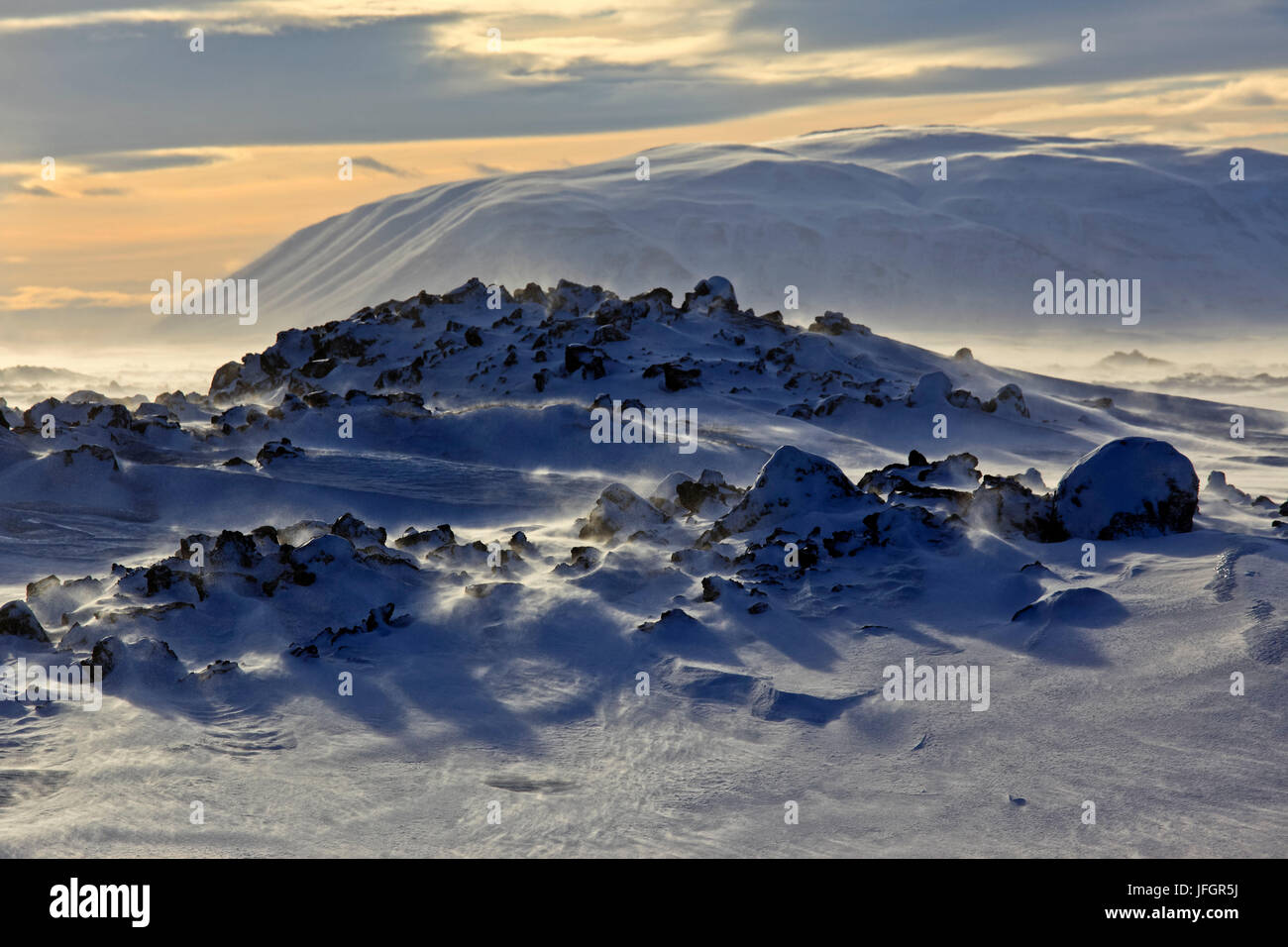 Iceland, Iceland, north-east, region of Myvatn, winter tower, weather ...
