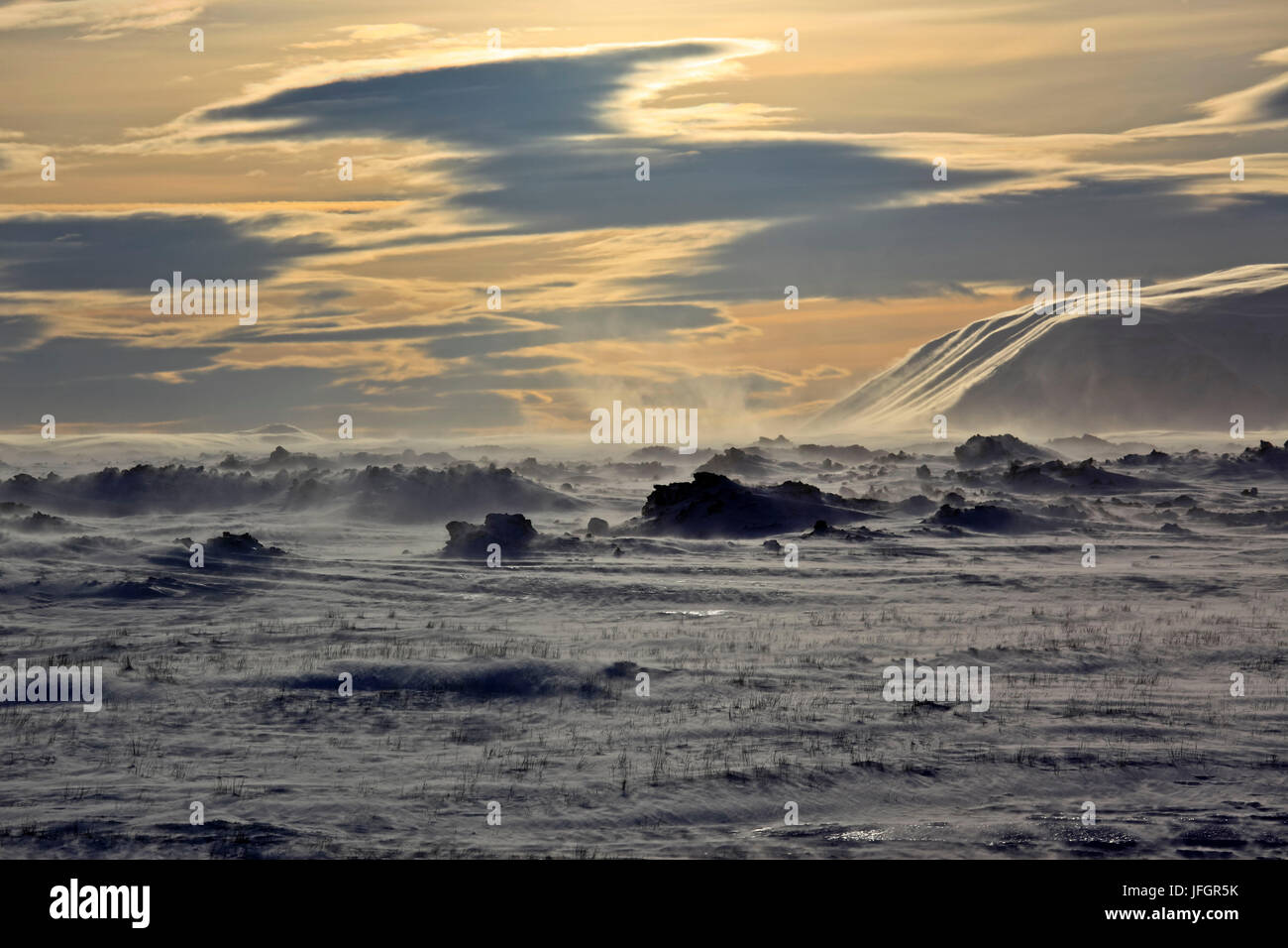 Iceland, Iceland, north-east, region of Myvatn, winter tower, weather ...