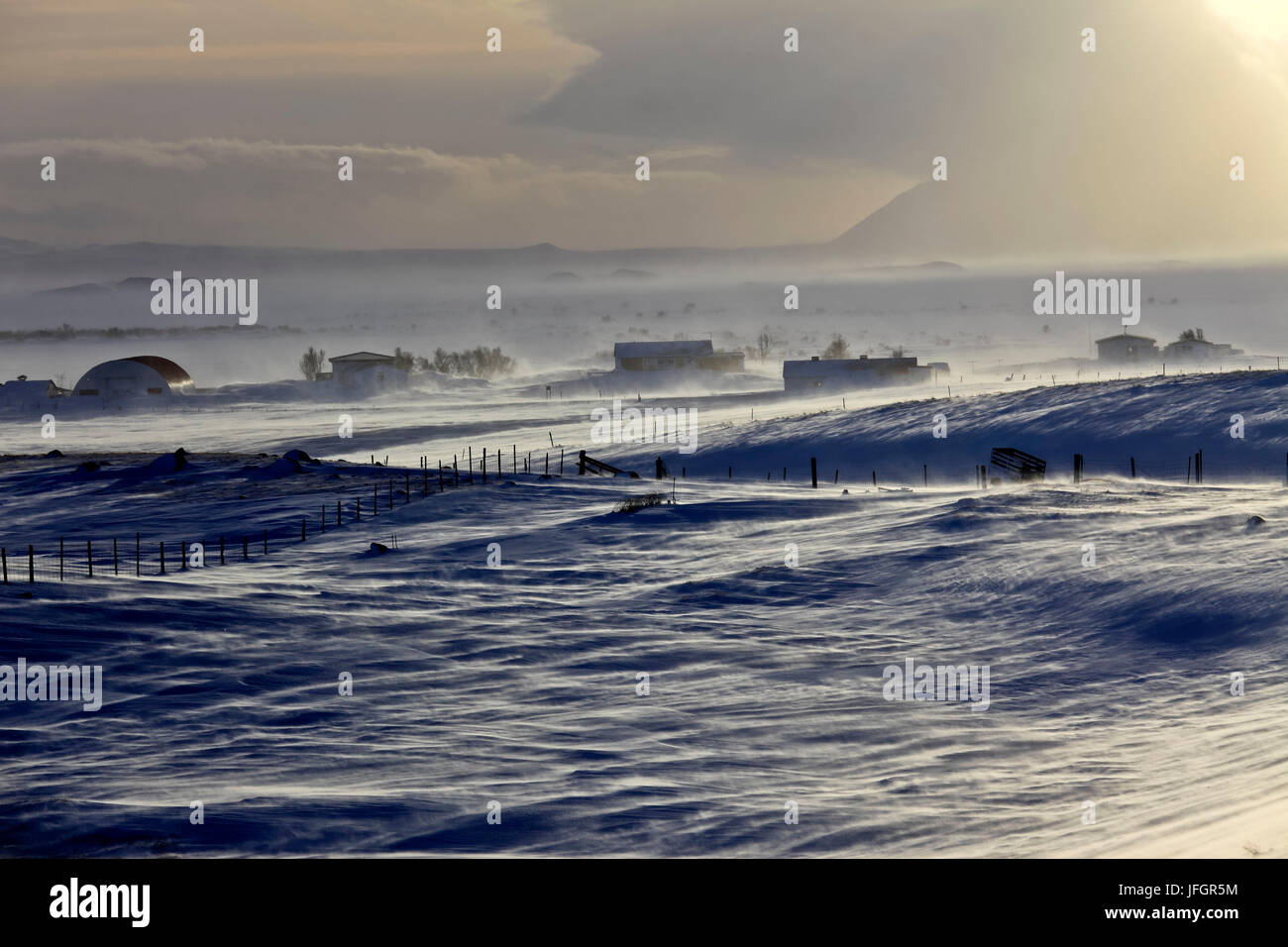 Iceland, Iceland, north-east, region of Myvatn, winter tower, weather ...