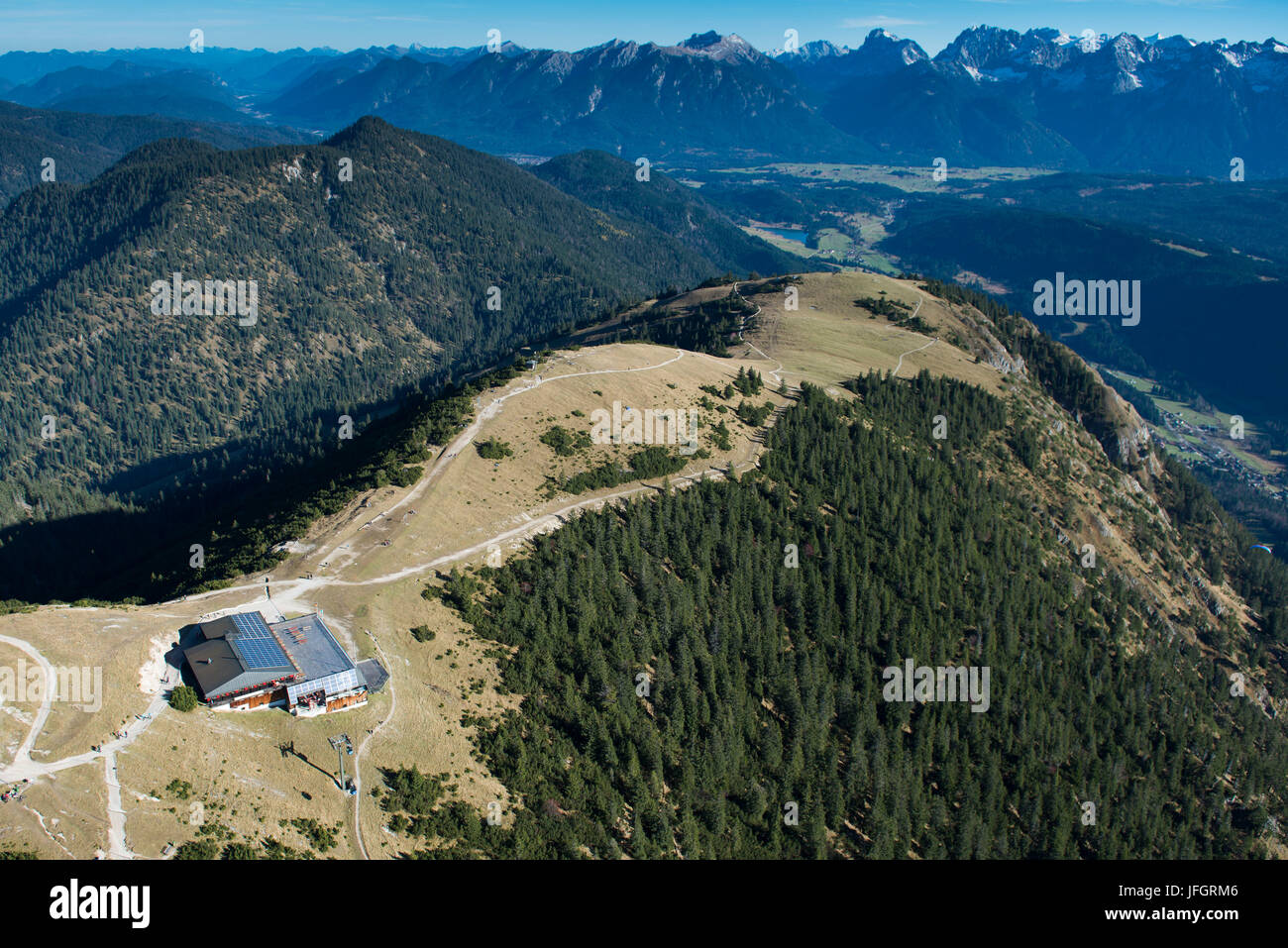 Stagger with rolling railway, Garmisch-Partenkirchen, aerial picture ...