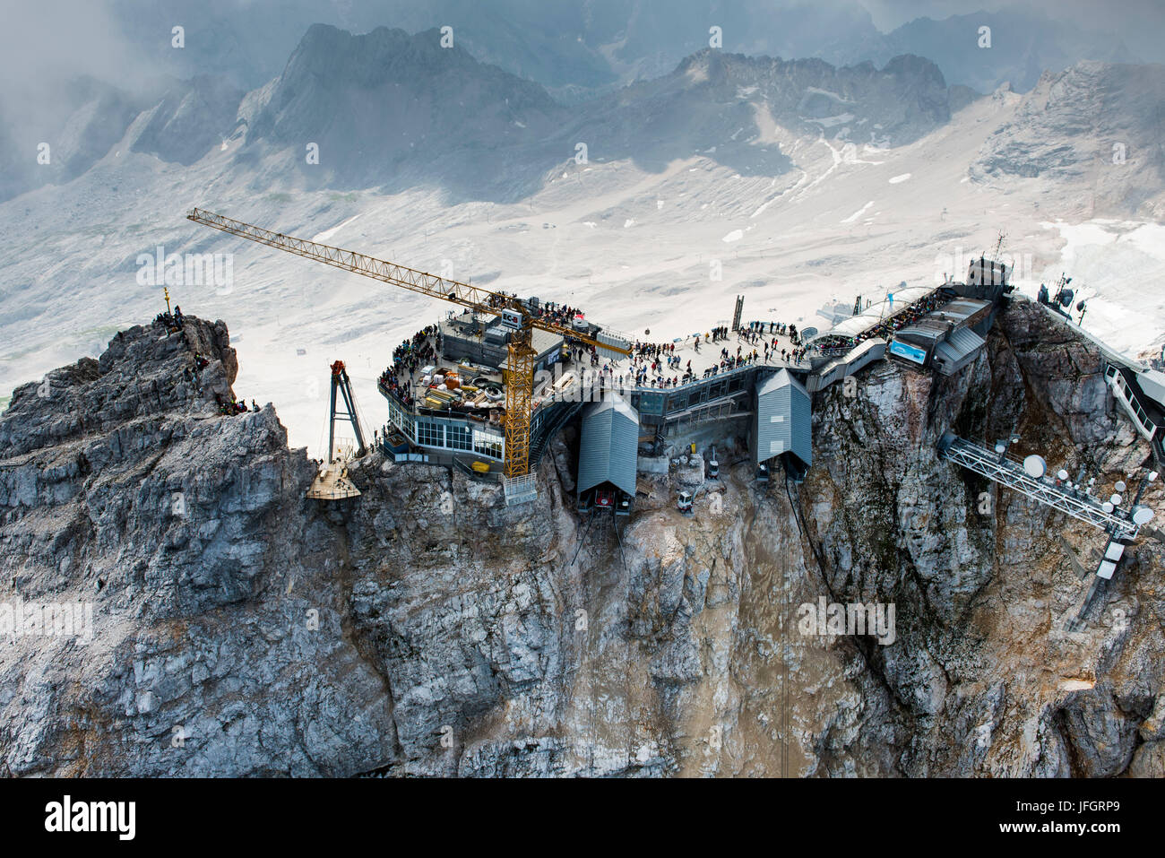 Zugspitze, Garmisch-Partenkirchen, mountaintop, aerial picture ...