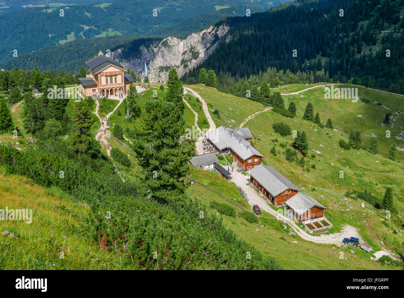 King's House on Schachen with Schachen House, Wetterstein Range Stock ...