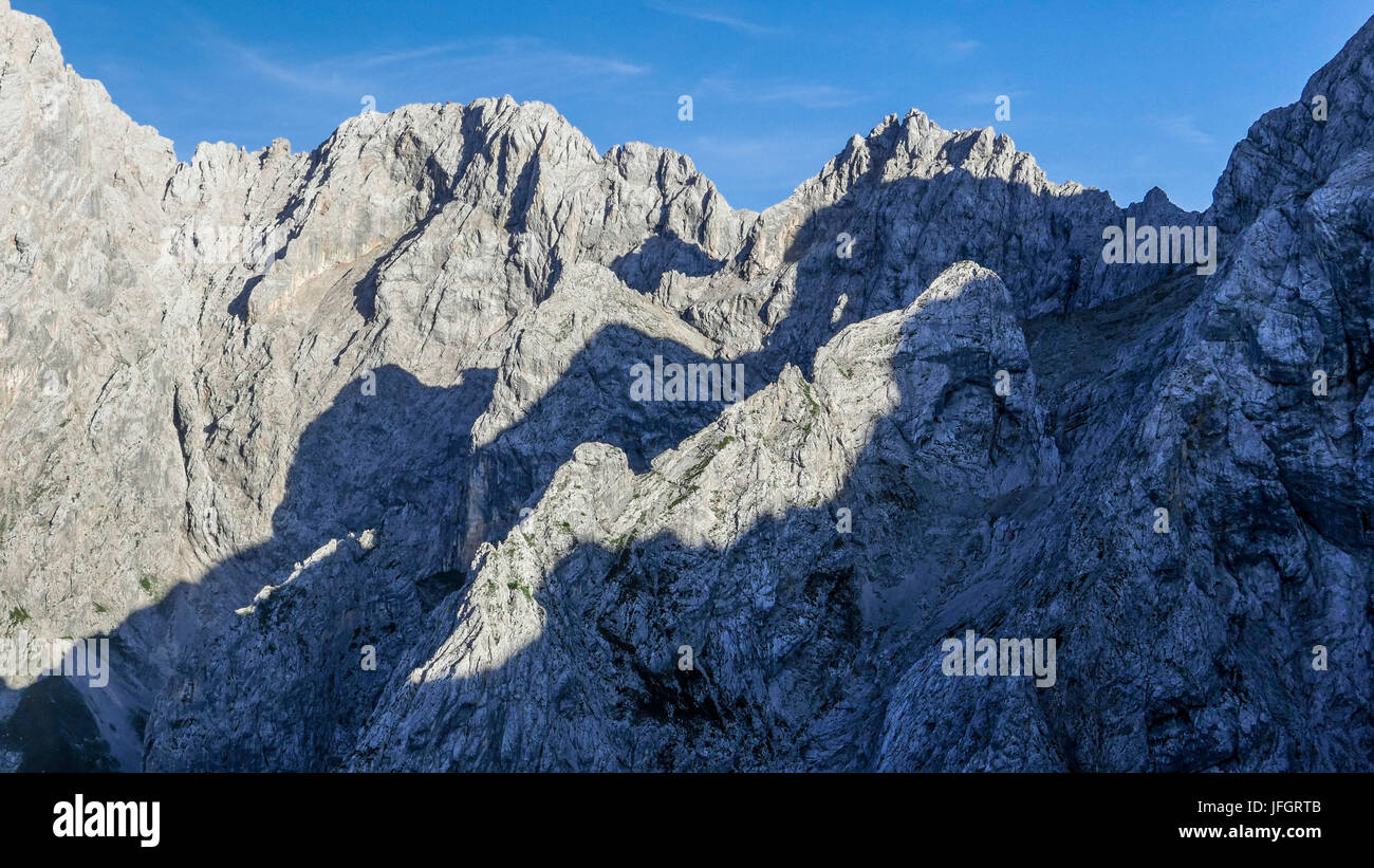 Light and shade of a rock scenery in Wetterstein Range ...