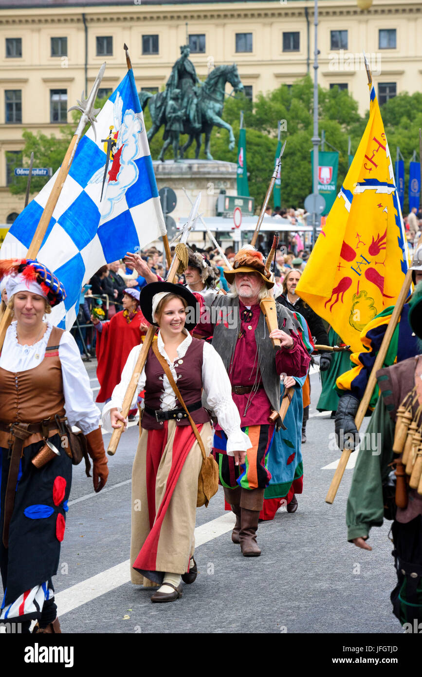 Oktoberfest in 2015 with traditional costumes and protection procession ...