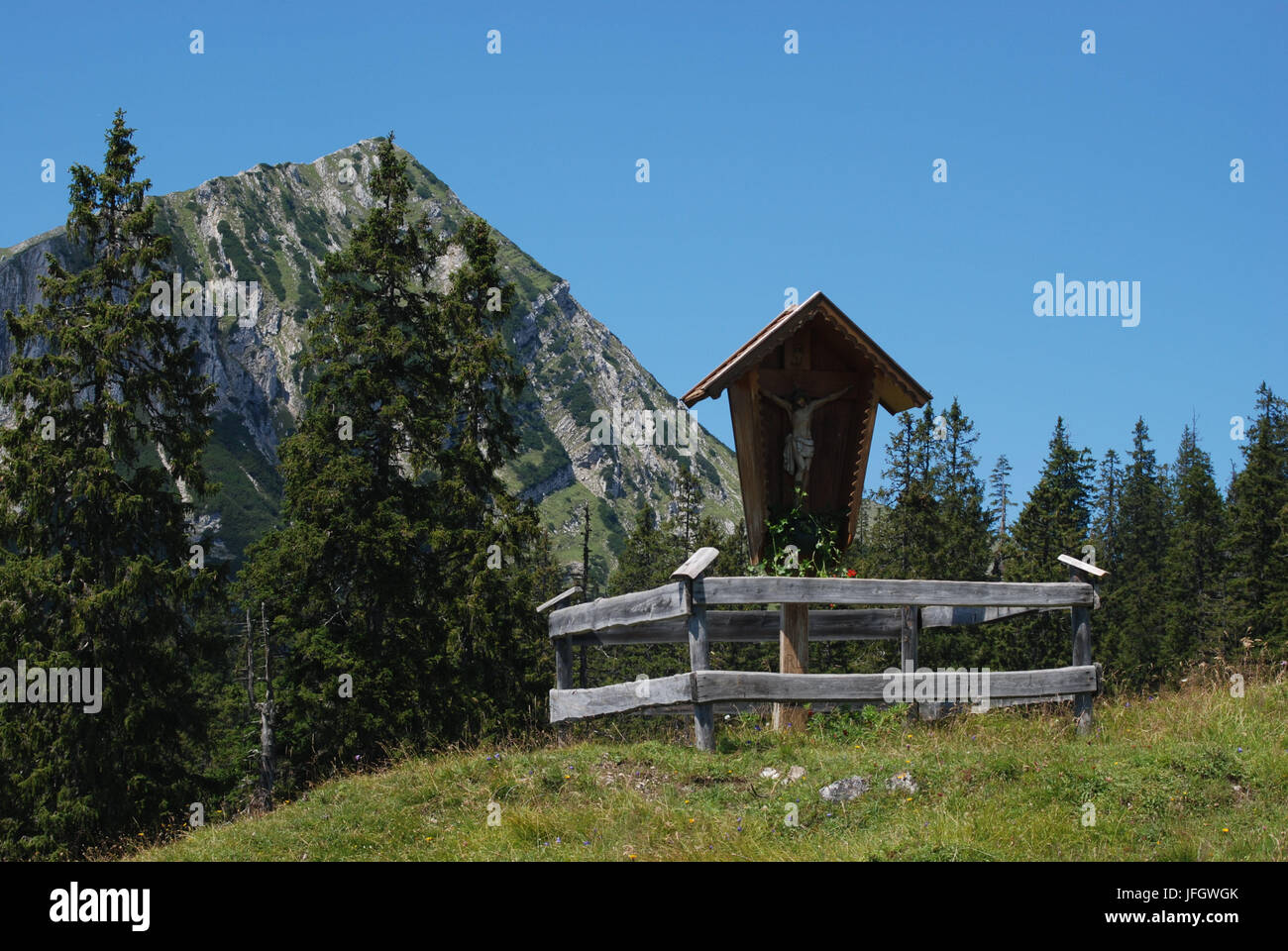 Bavaria, ridge, mountain cross Stock Photo - Alamy