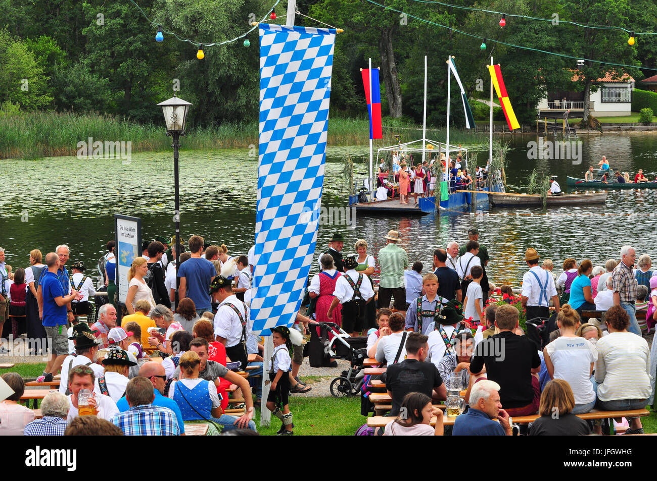 Bavaria, Murnau, Staffelsee, traditions, river jousting Stock Photo - Alamy
