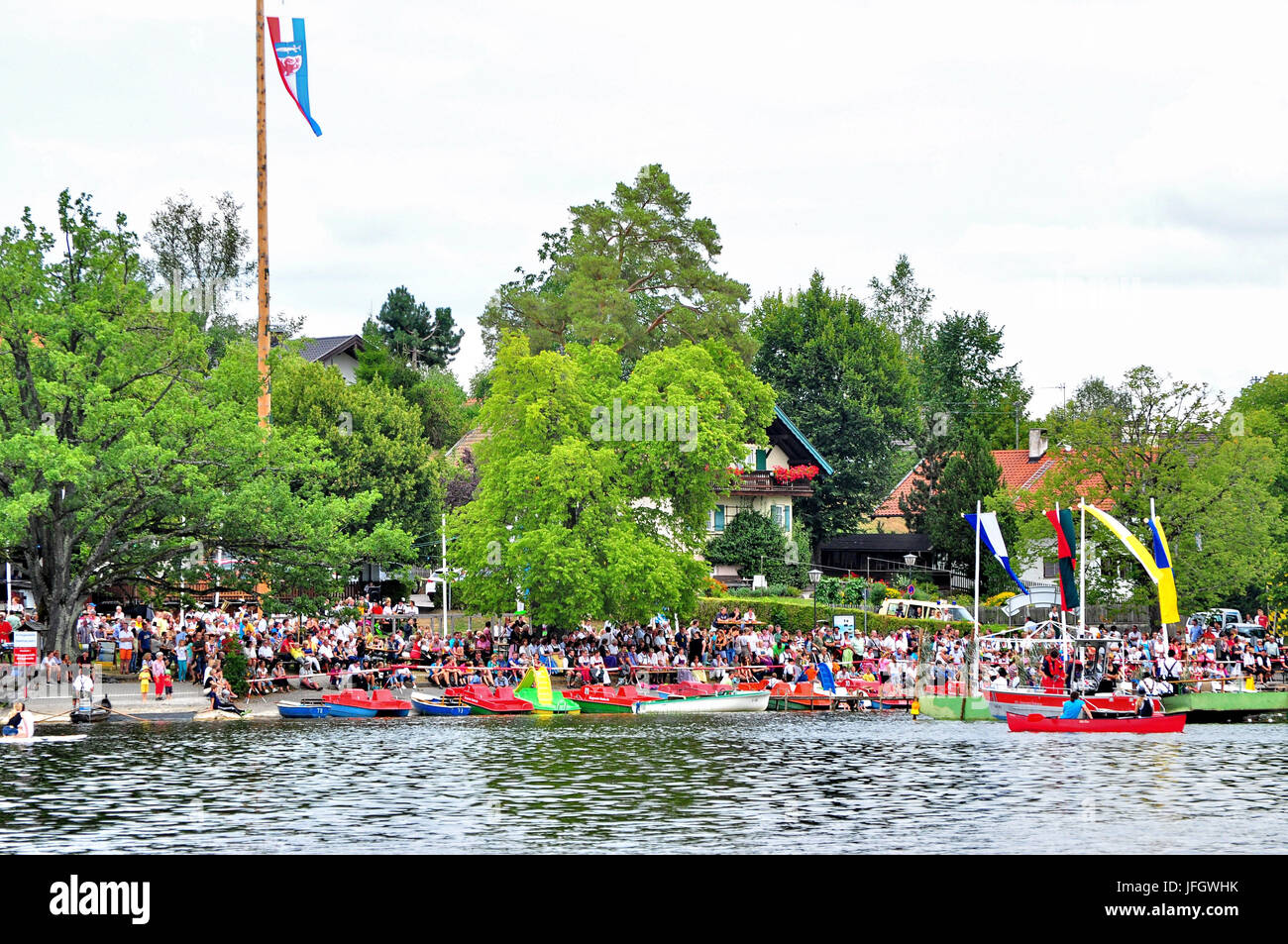 Bavaria, Murnau, Staffelsee, traditions, river jousting Stock Photo - Alamy