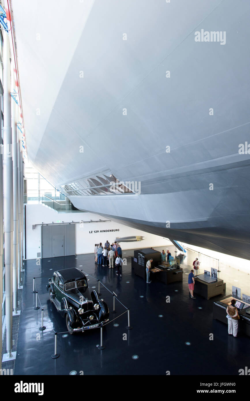 Zeppelin museum inside, replica the Hindenburg, Friedrichshafen, Lake ...