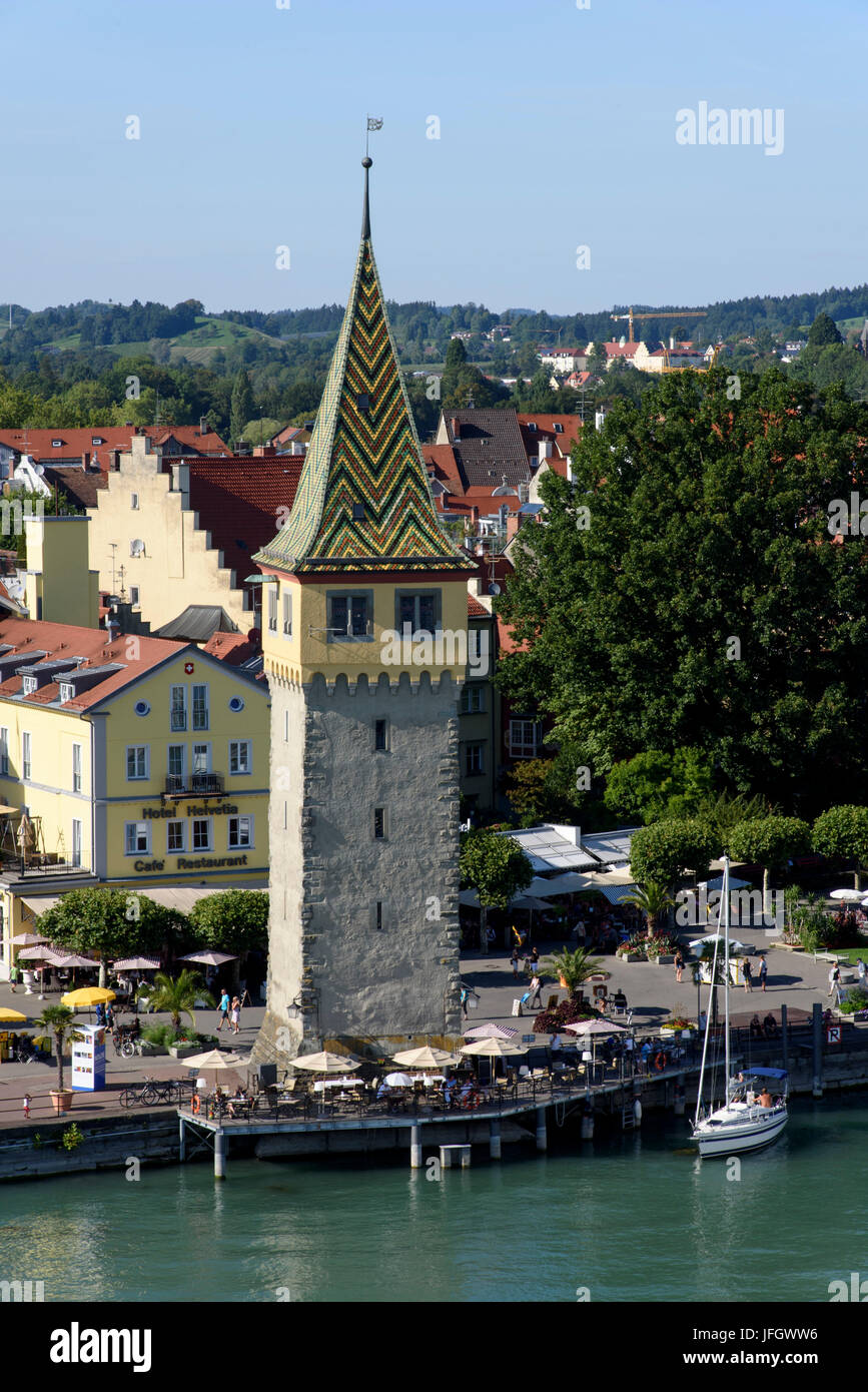 View at Old Town and Mangturm, Lindau, Lake of Constance, Bavarians ...