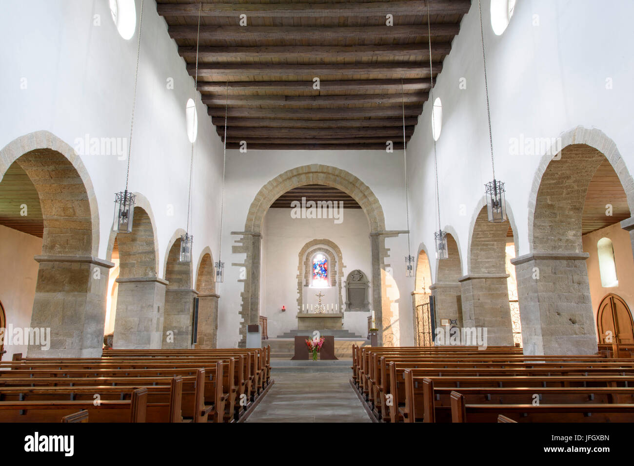 Minster Schienen St. Genesius inside, Höri, Lake of Constance ...