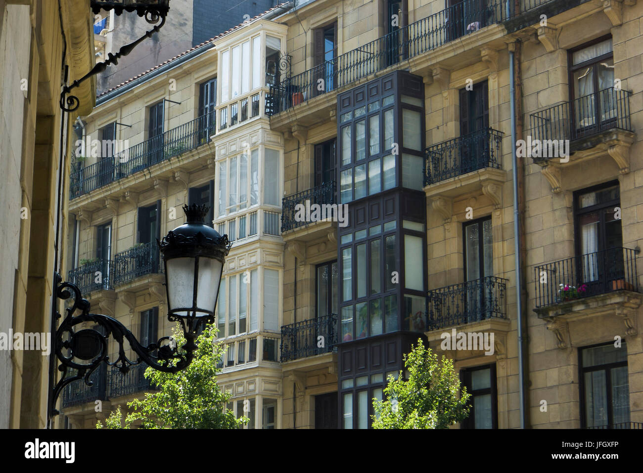 Historical facades in the city centre, Donostia-San Sebastián, Gipuzkoa ...
